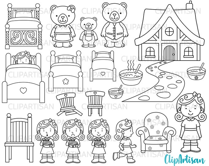 Goldilocks and the Three Bears Clipart Nursery Rhyme Fairy Tale ...