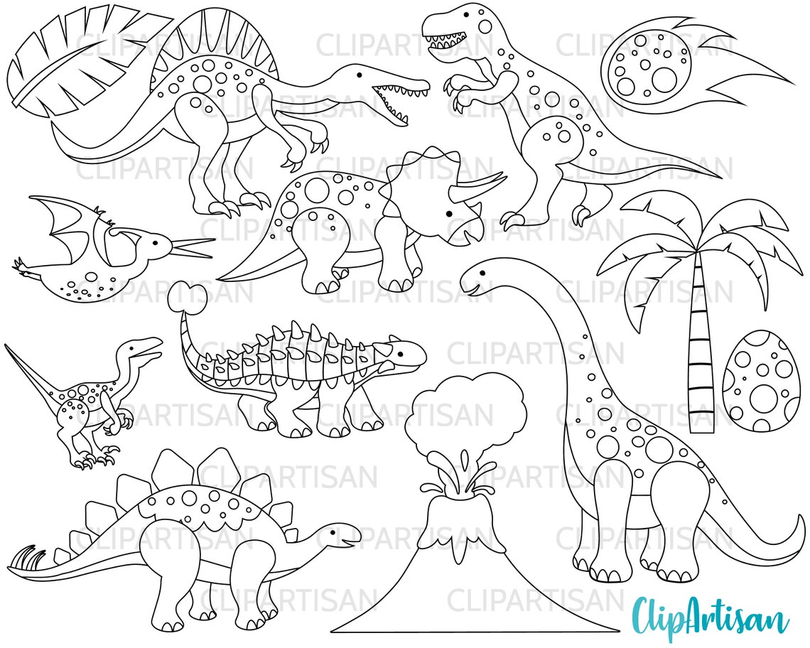 Dinosaurs Digital Stamps Prehistoric Clip Art - Etsy