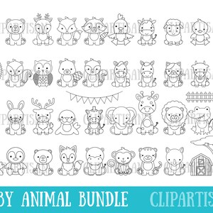 Baby Animal Bundle Digital Stamps Safari Animals Woodland - Etsy