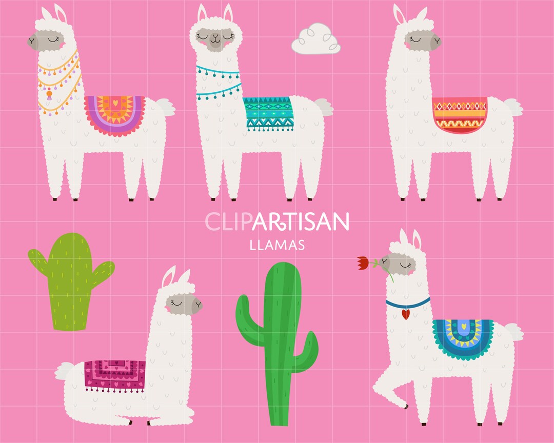 Llama Clipart, Alpaca Printable, Pretty Llamas and Alpacas - Etsy