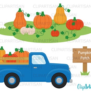 Fall Pumpkin Truck Clipart, Pumpkin Patch, Pumpkin Harvest, Vintage ...