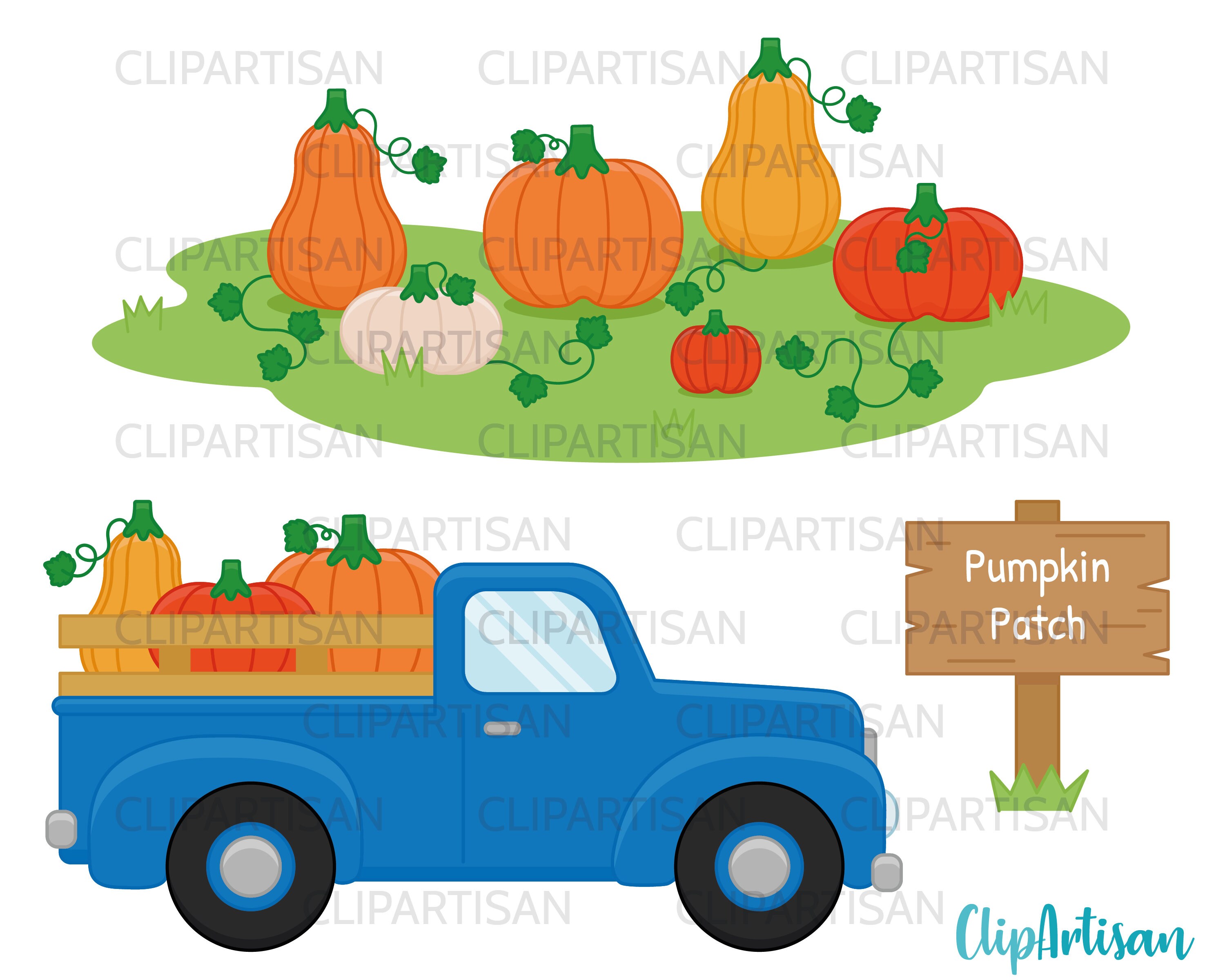 Fall Pumpkin Truck Clipart Pumpkin Patch Pumpkin Harvest - Etsy