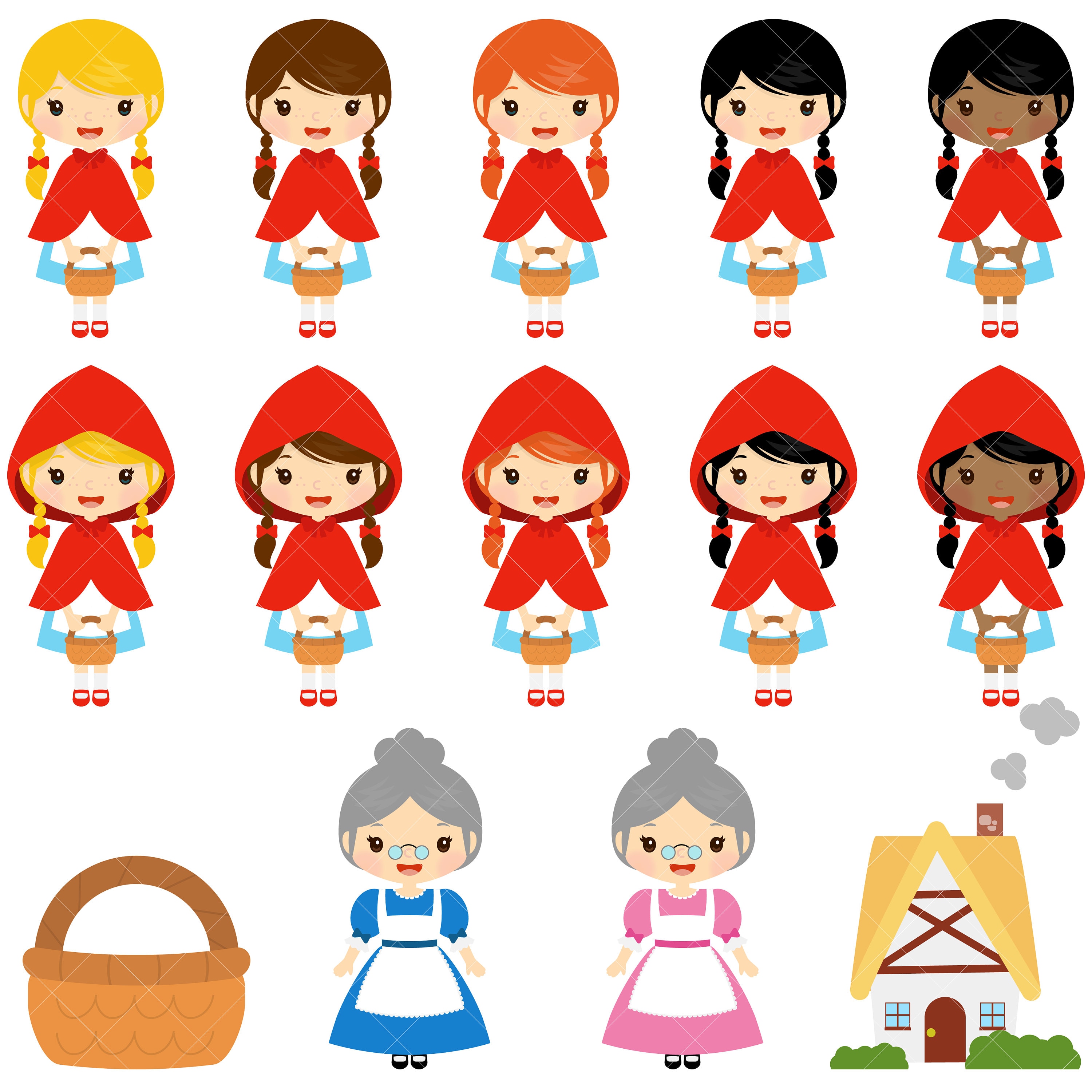 Little Red Riding Hood Clipart / Fairytale Clip Art - Etsy