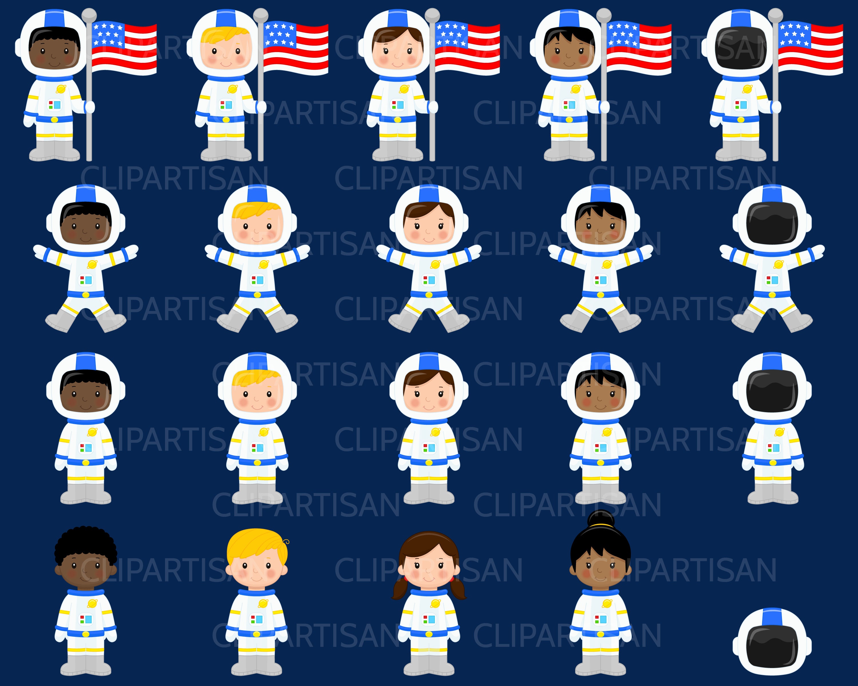 Space Clipart Astronauts Aliens Planets Rocket Space - Etsy