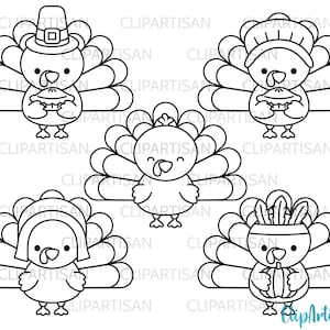Turkey Day Clipart, Thanksgiving Turkeys Digital Stamp, Pumpkins ...