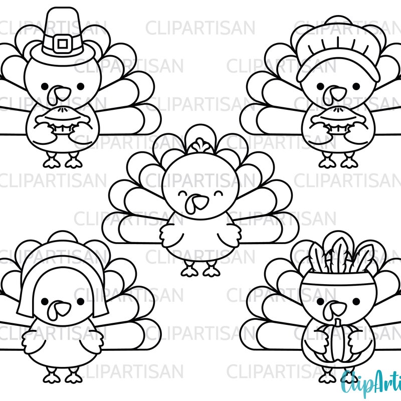 Black and White Turkey Clipart - Etsy