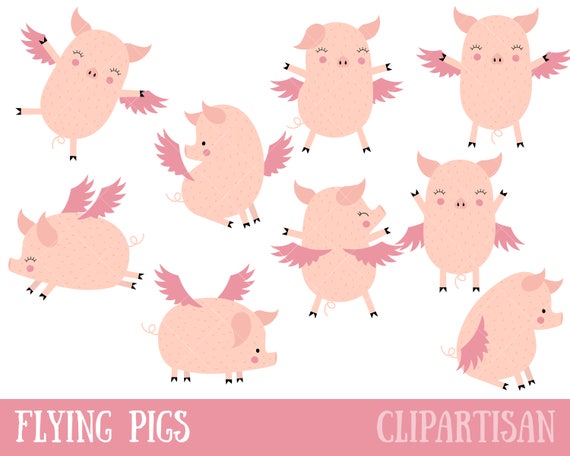 Flying Pigs Clipart | Etsy