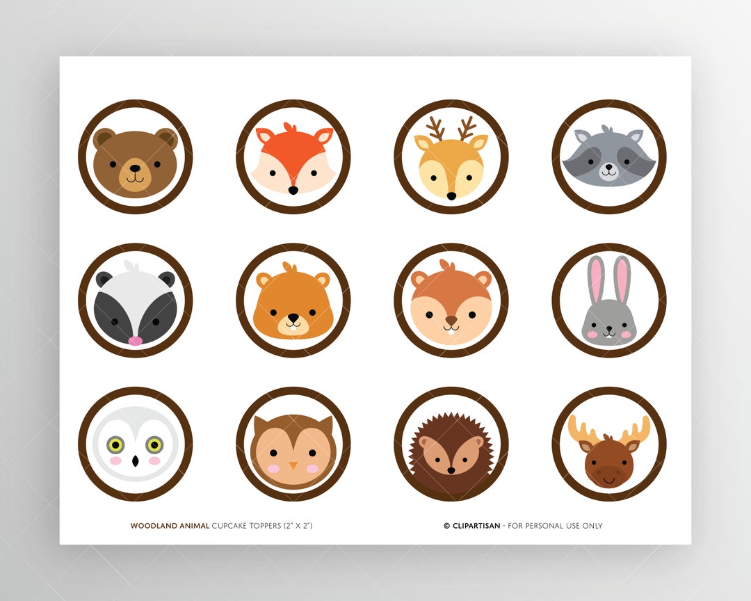 Woodland Animals Cupcake Toppers | Printable - Etsy