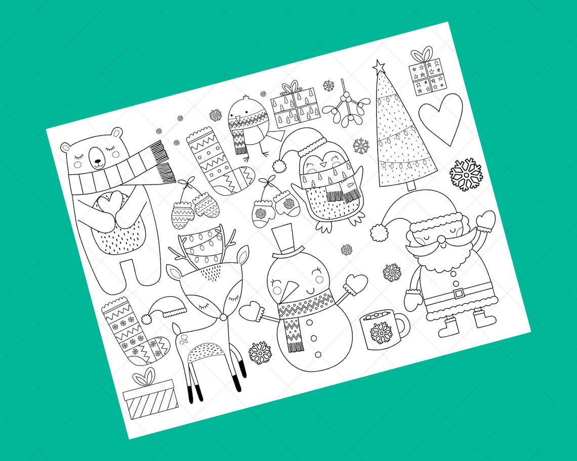 Christmas Clipart Digital Stamps Christmas Coloring Page | Etsy