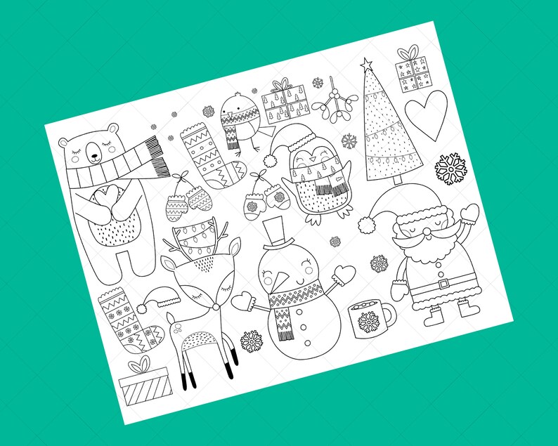 Christmas Clipart Digital Stamps Christmas Coloring Page | Etsy