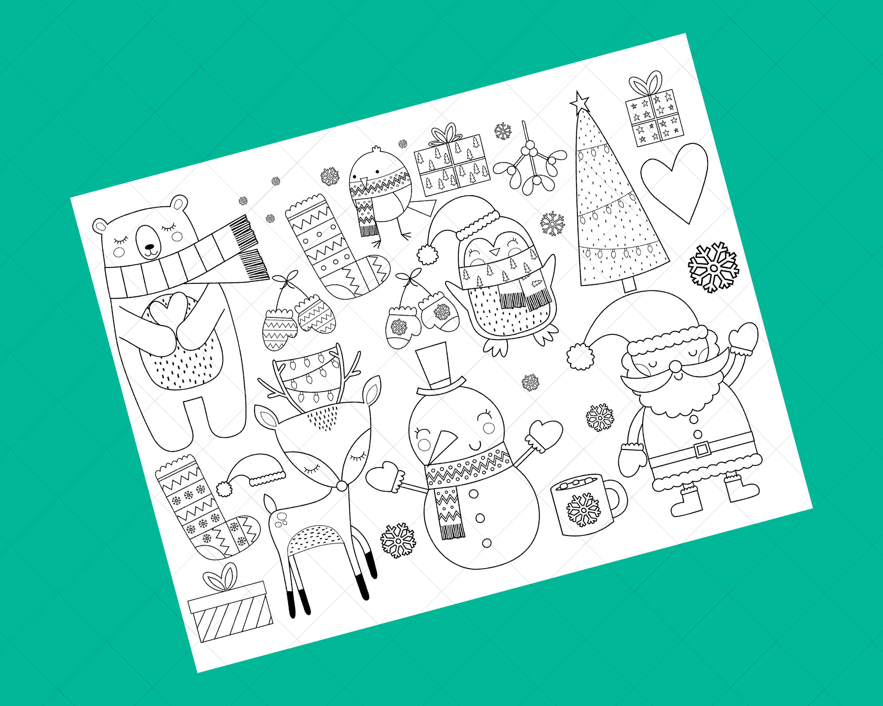 Christmas Clipart Digital Stamps Christmas Coloring Page | Etsy