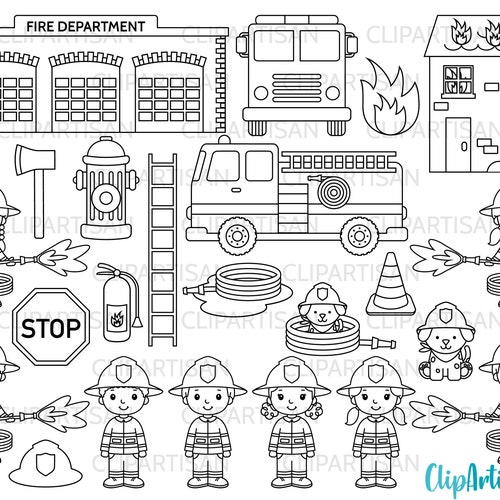 Firefighter Clip Art Fireman Fire Engine Fire Truck PNG - Etsy