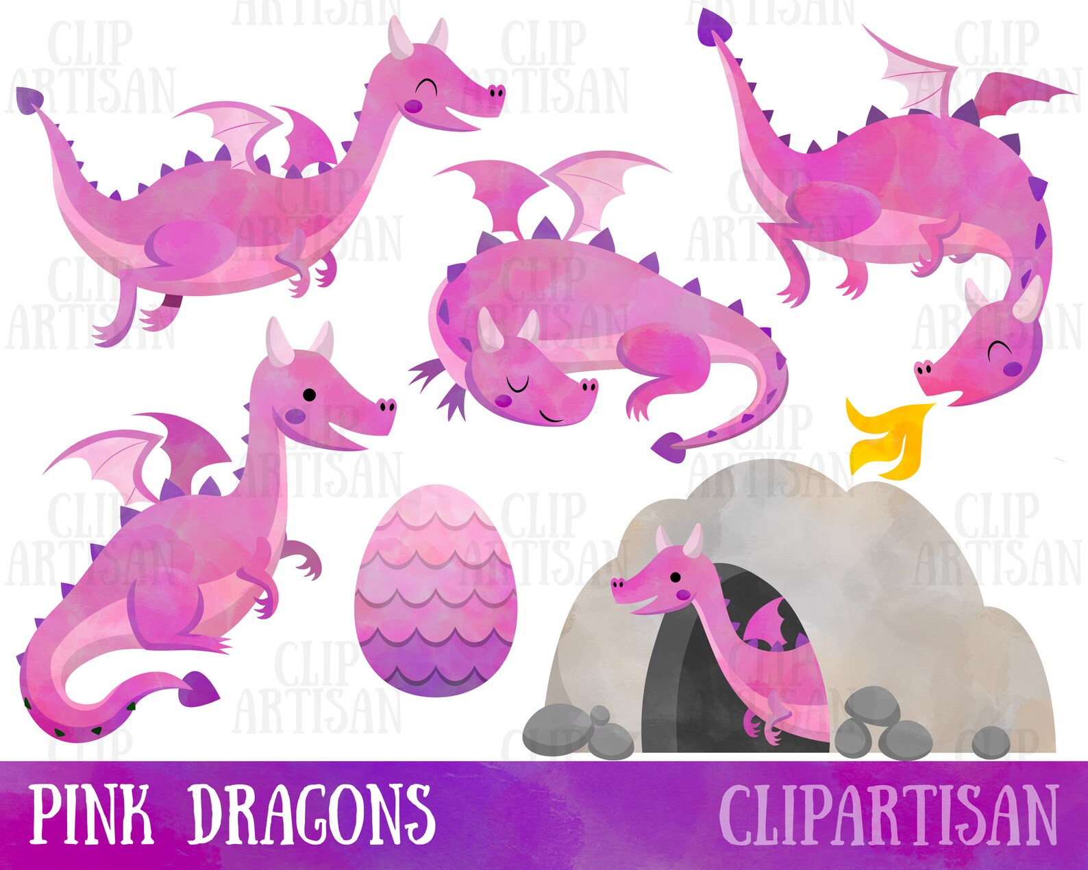 Dragon Clipart Watercolor Dragons Clip Art | Etsy