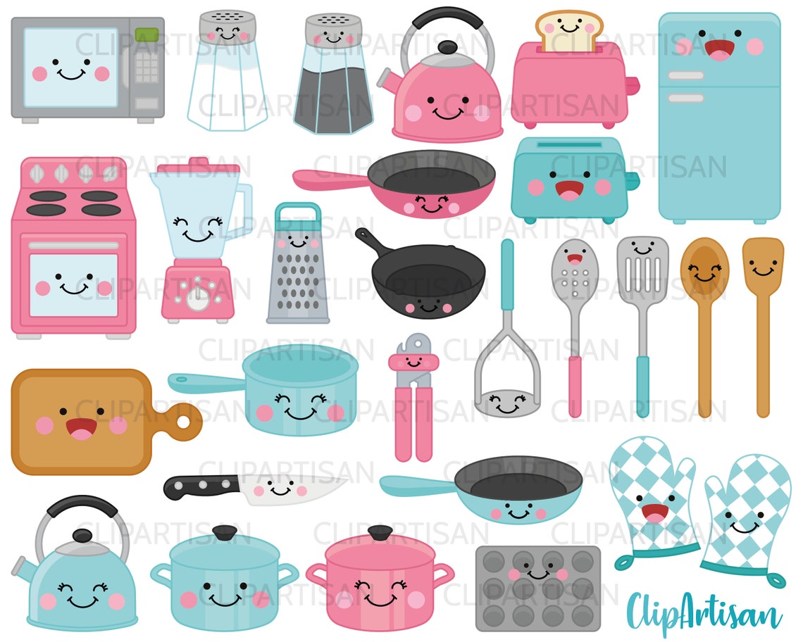 Kawaii Kitchen Clip Art Cute Kitchen Cooking Clip Art Set - Etsy