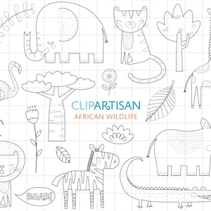 African Animals Digital Stamp Safari Animals Wildlife Clip - Etsy