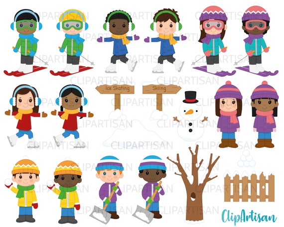 Kids Skiing Clipart
