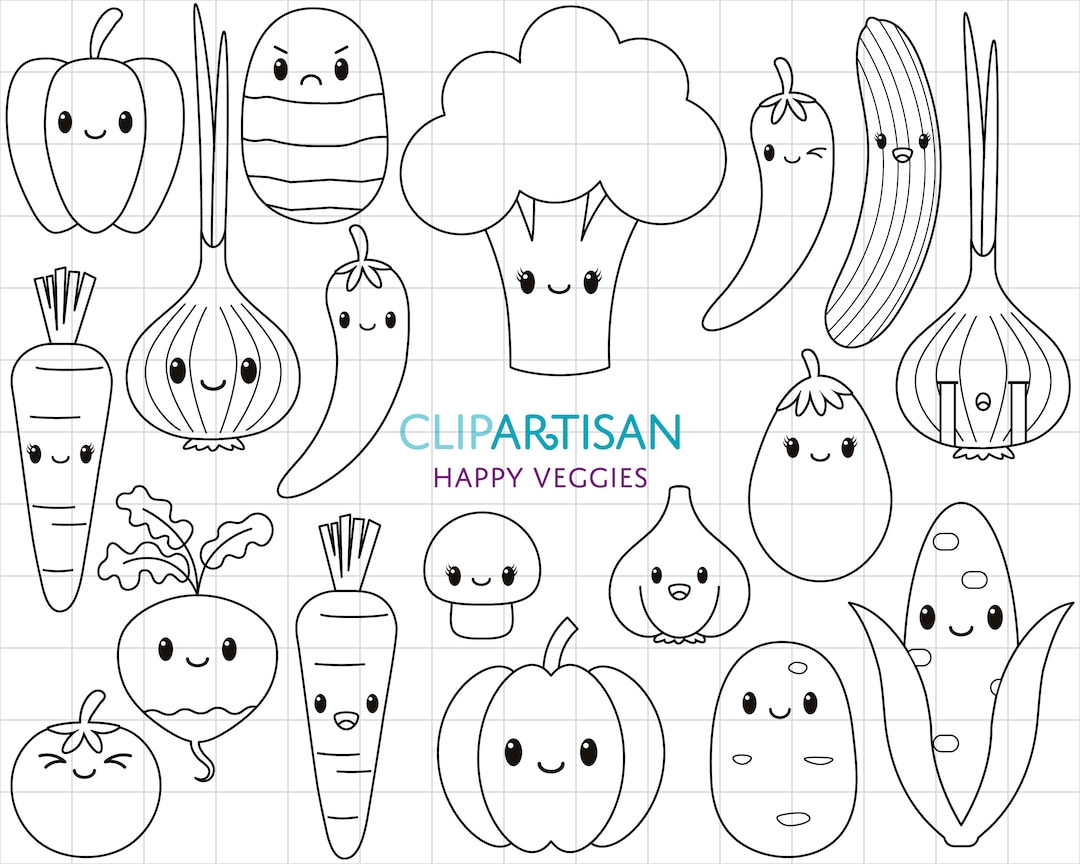 Kawaii Vegetables, Cute Vegetable Clipart, Happy Veggies PNG SVG 0050 ...