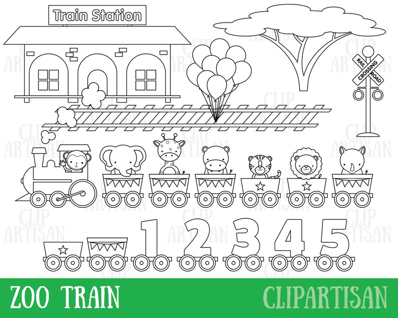 Zoo Train Clipart / Animal Train Digital Stamps / Zoo Clipart - Etsy
