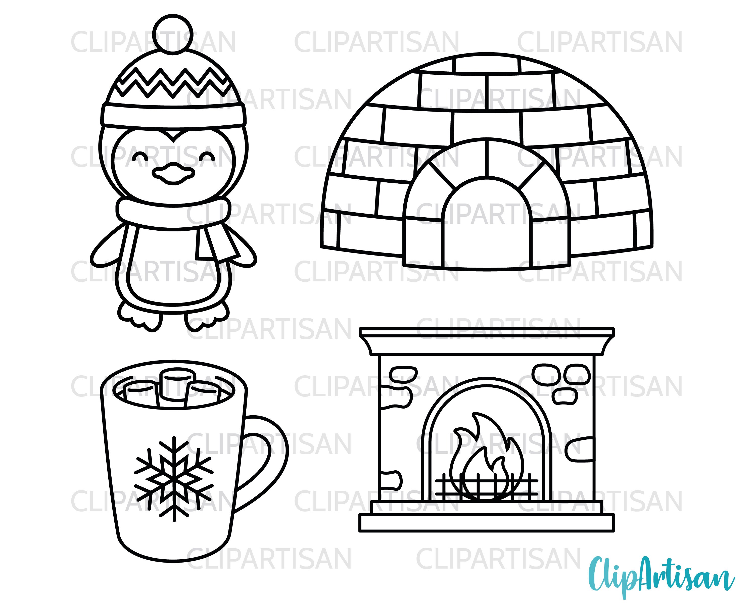 Winter Kids Digital Stamp, Snow Day, Christmas, Build a Snowman, Skiing ...