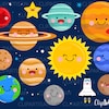 Kawaii Planets Clipart, Cute Planets, Happy Solar System, Smiley ...
