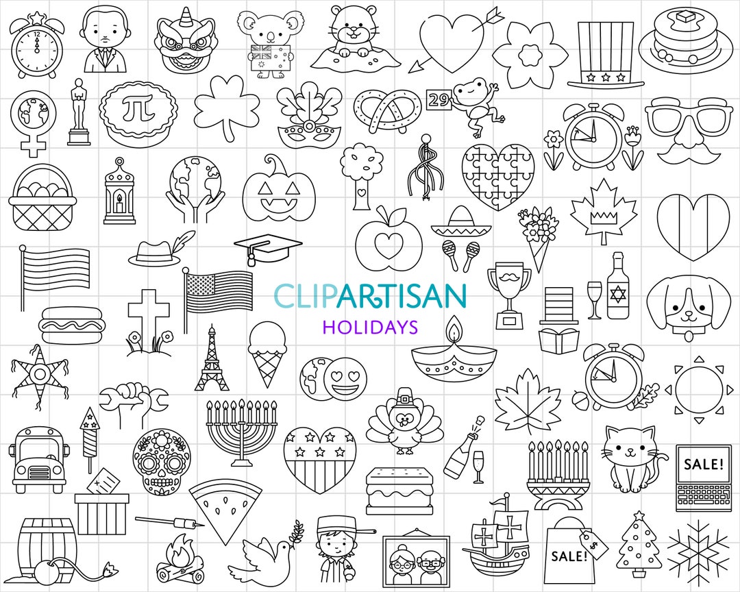 Holidays and Seasons Clipart Set, Festivals Digital Stamps, Calendar ...