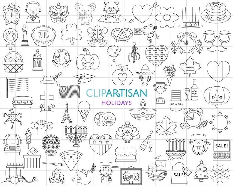 Holidays and Seasons Clipart Set, Festivals Digital Stamps, Calendar ...