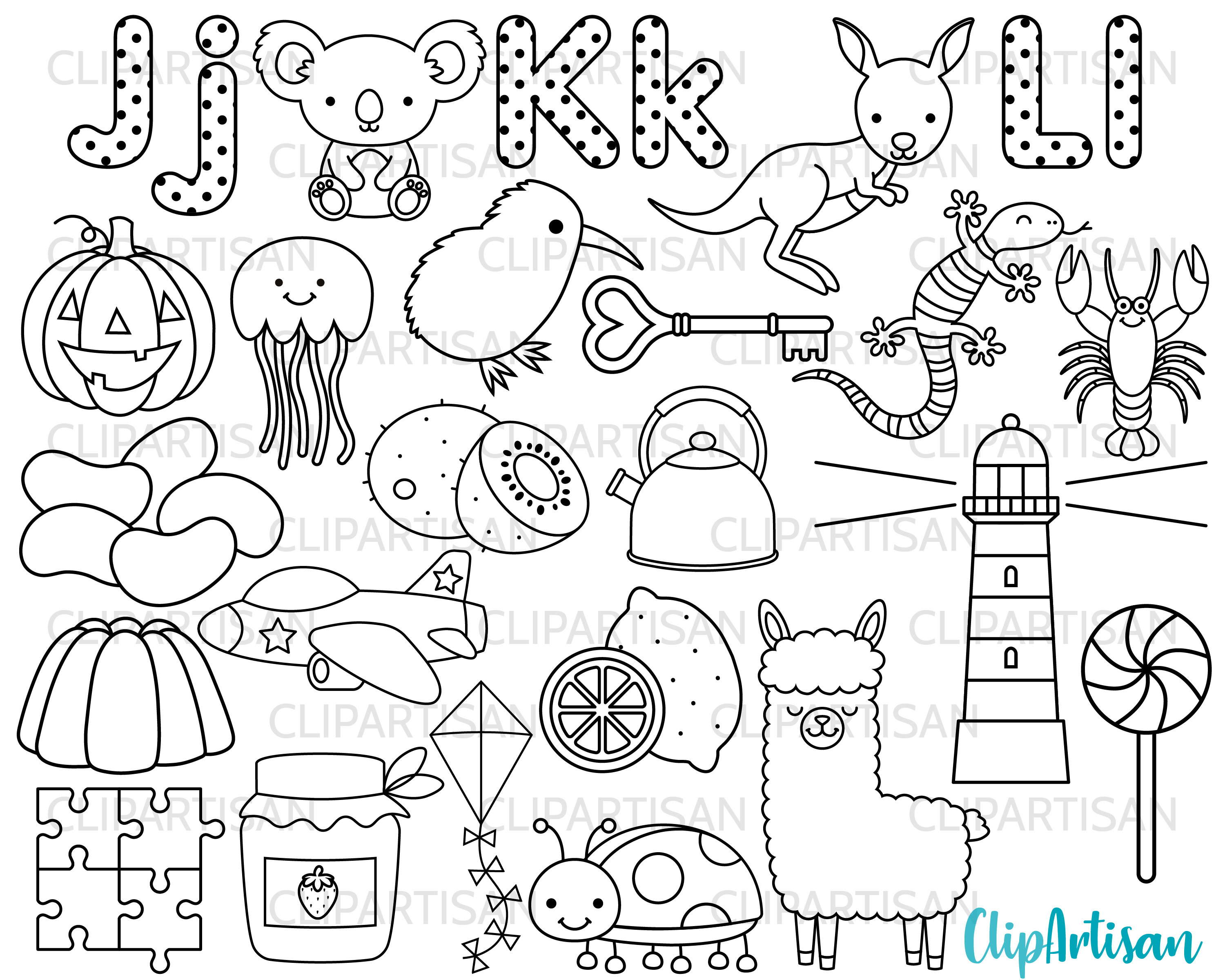 Alphabet Digital Stamps, ABC Clip Art Bundle, Letters, Back to School ...