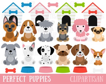 Puppy Dog Digital Stamp Puppies Cute Dogs Clipart | Etsy