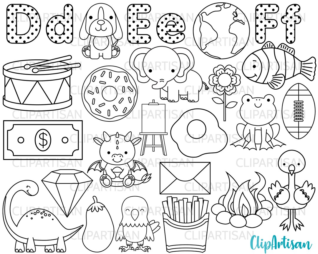 Alphabet Digital Stamps, ABC Clip Art, DEF, Alphabet Letters, Back to ...
