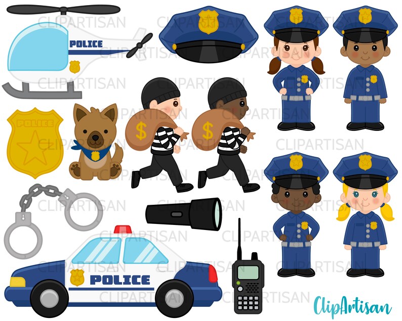 Cops Clipart Police Officer Clip Art Police Car Boy Cop | Etsy