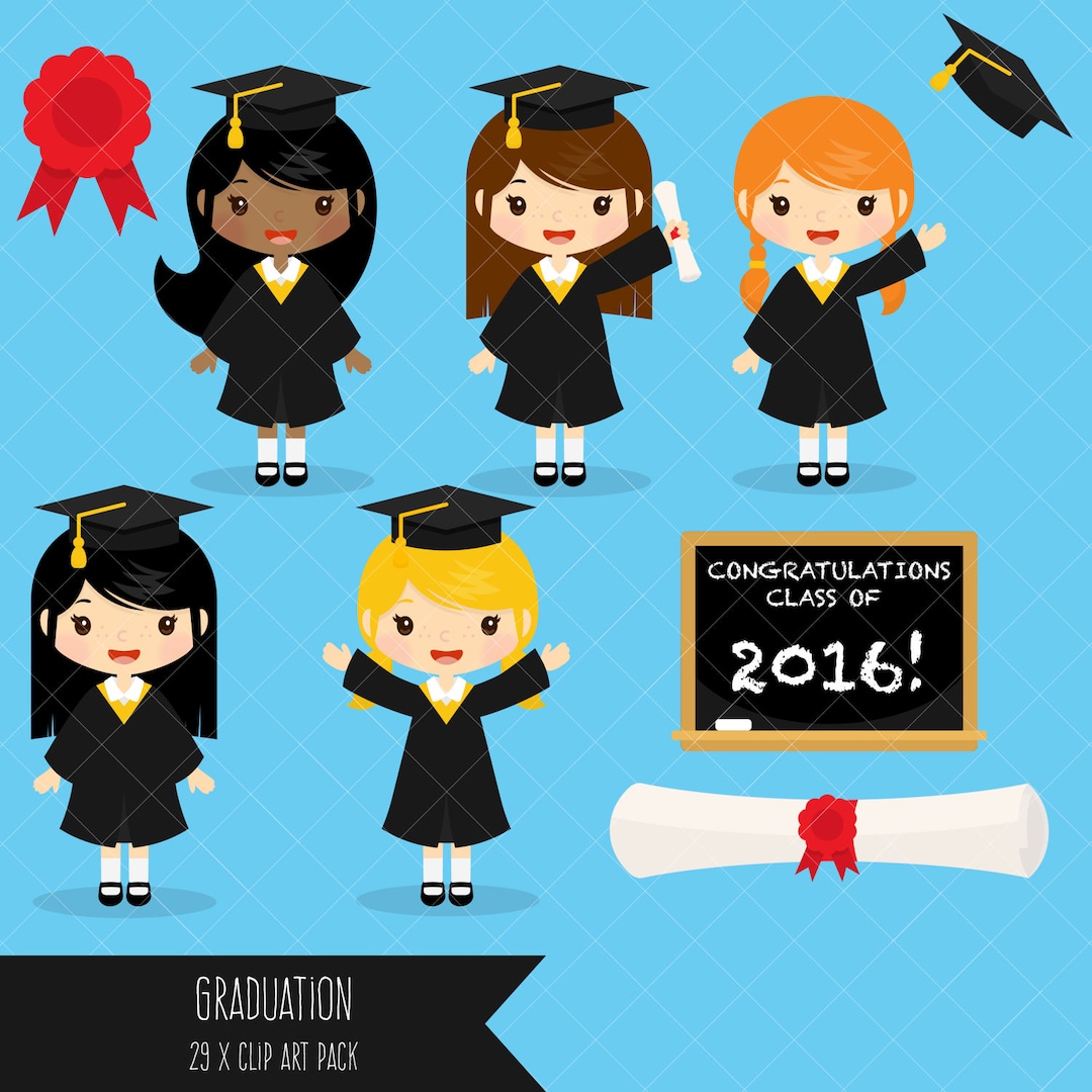 Graduation Clipart / Graduation Girls Clip Art - Etsy