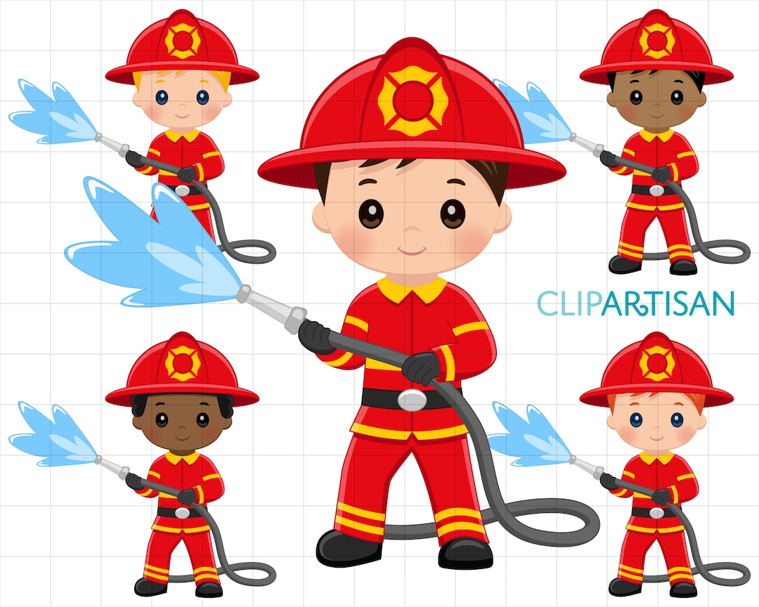 Firefighter Boys Clipart, Community Helpers, Cute Fireman Clip Art ...