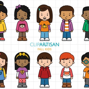 40 Kids Clipart, School Children Clipart, Cute Kids in Summer Clothes ...