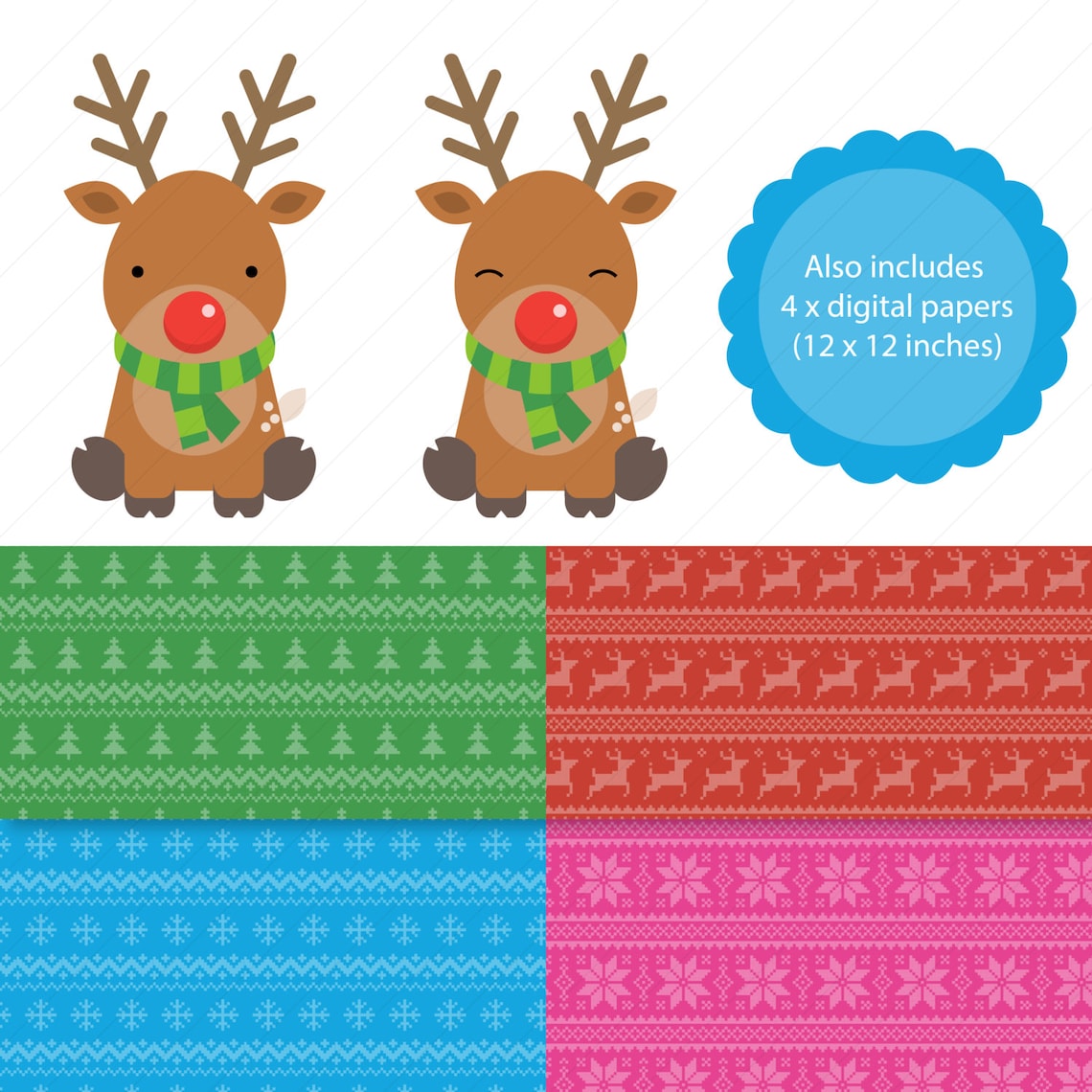 Reindeer Clipart / Christmas Clipart / Christmas Reindeer | Etsy
