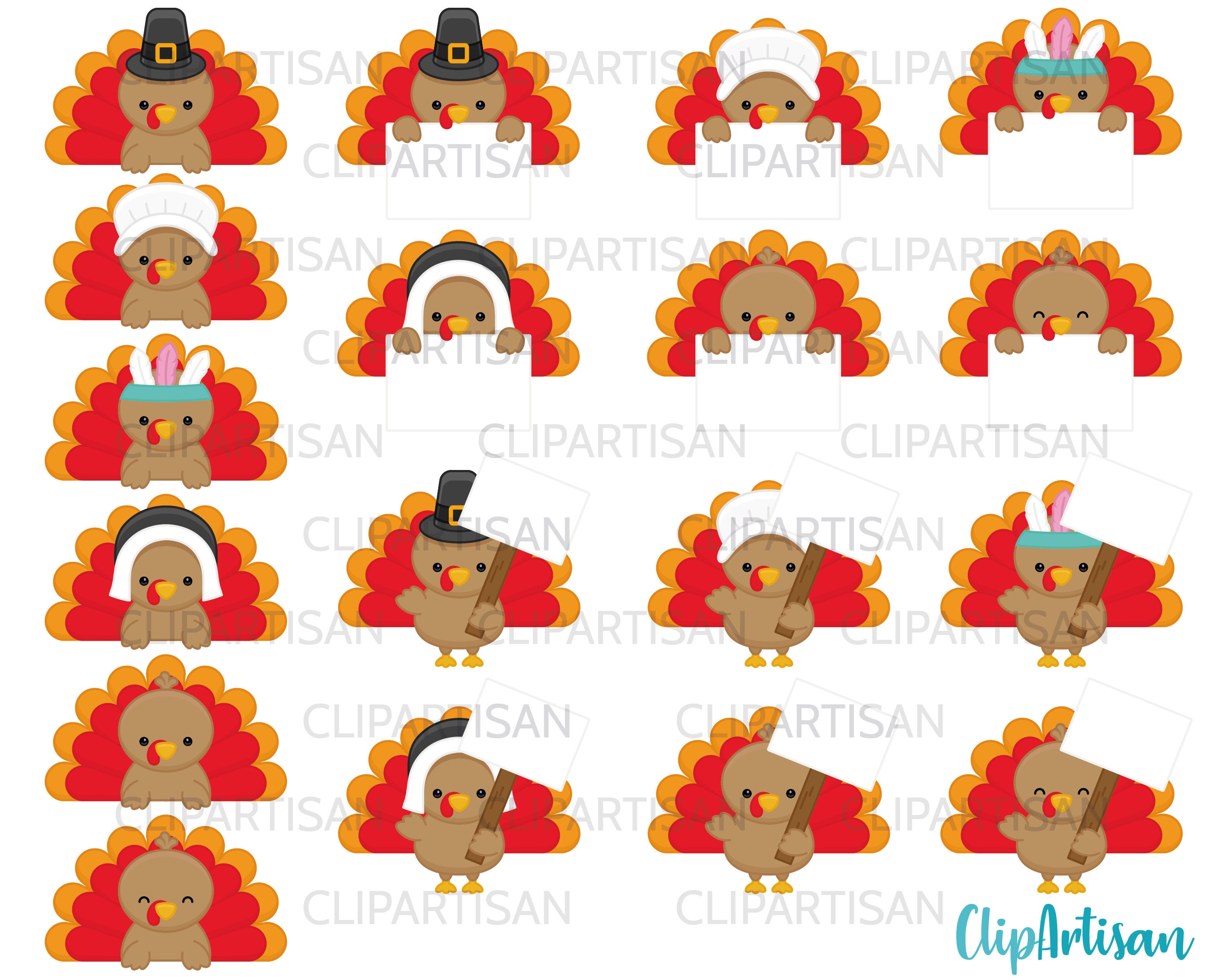 Turkey Day Clipart, Thanksgiving Turkey Signs Labels Toppers, Pumpkins ...