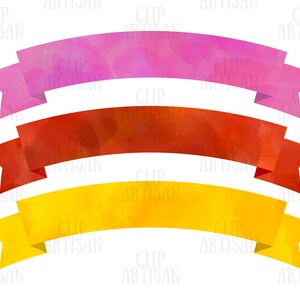 Rainbow Banners Clipart, Watercolor Banners - Etsy