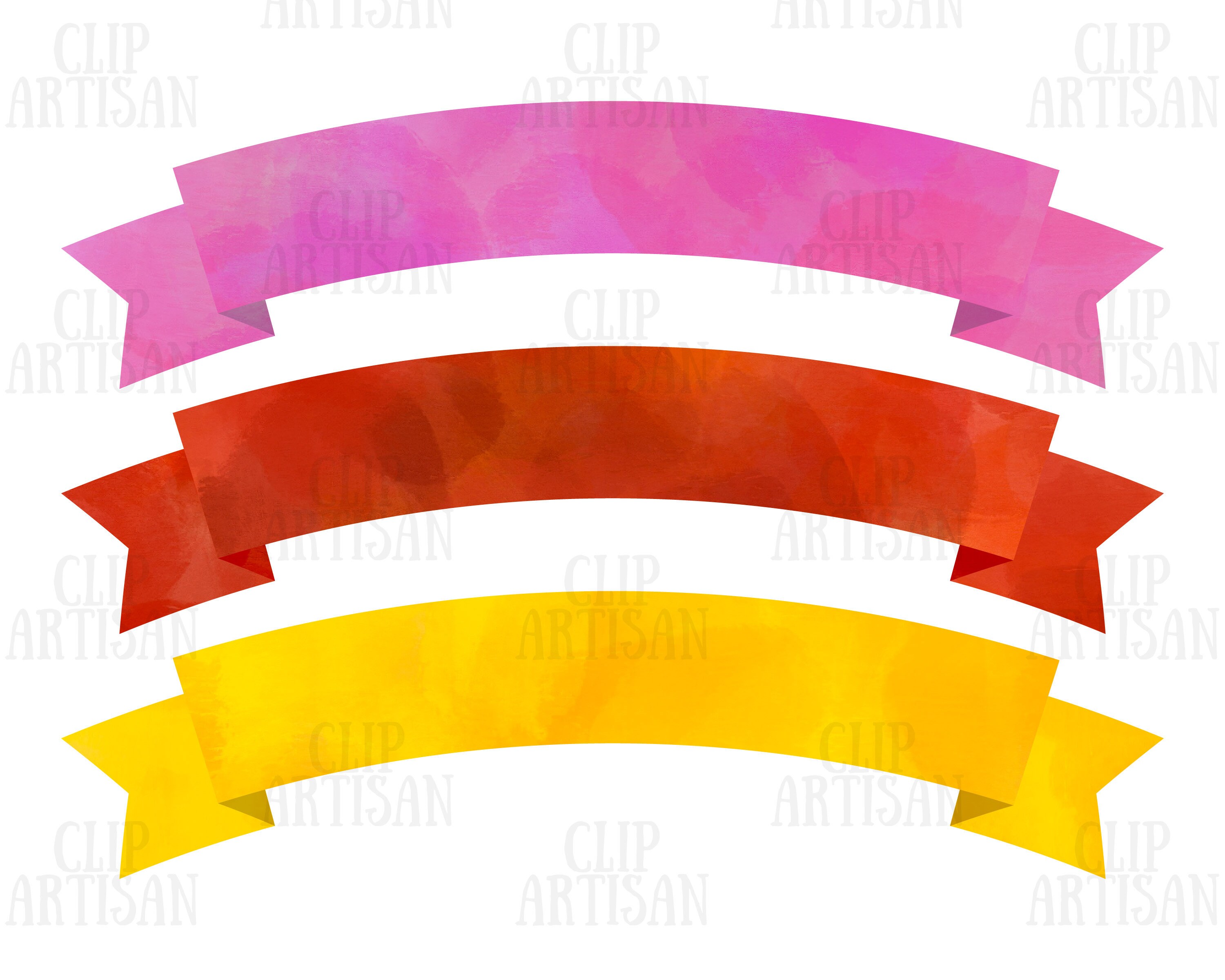 Rainbow Banners Clipart Watercolor Banners | Etsy