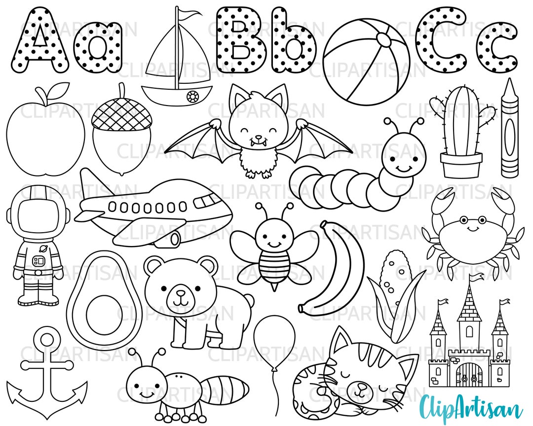 Alphabet Digital Stamps, ABC Clipart, Alphabet Letters, Back to School ...