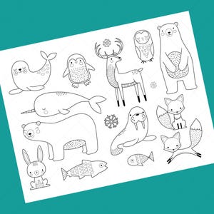 Arctic Animals Clipart | Digital Stamps | Vector | Polar Bear | Penguin ...