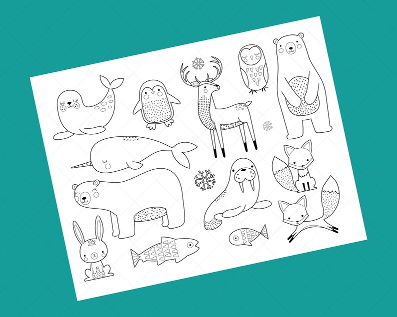 Arctic Animals Clipart | Digital Stamps | Vector | Polar Bear | Penguin ...