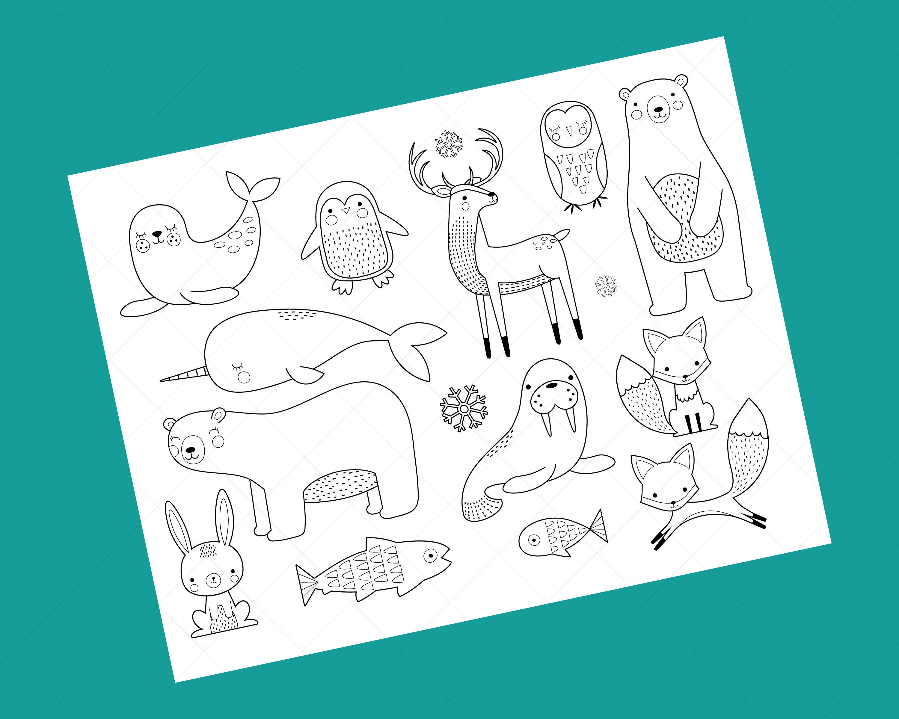 Arctic Animals Clipart Digital Stamps Vector Polar Bear | Etsy