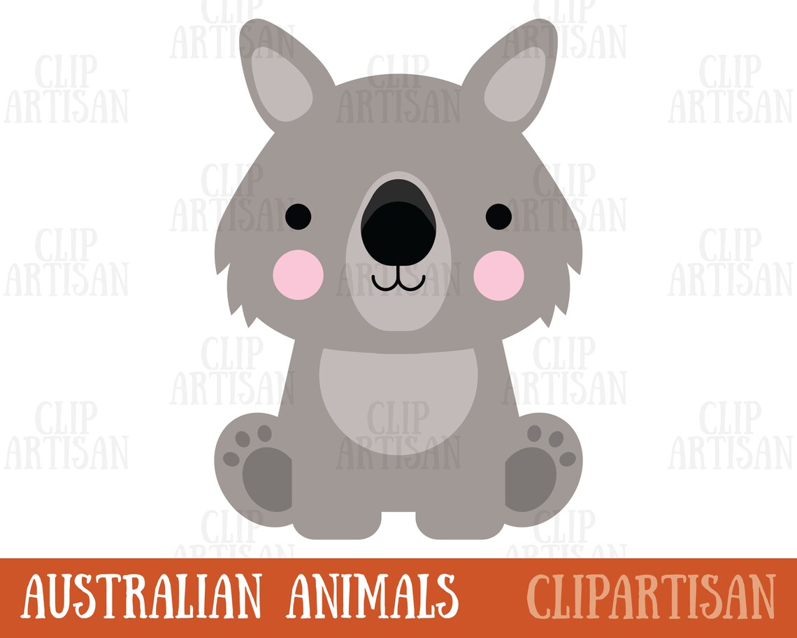 Australian Animals Clipart Koala Kangaroo Wombat Echidna - Etsy Australia