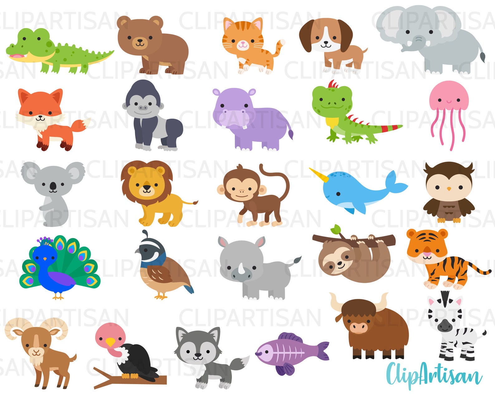 Animals A to Z Clipart Animal Alphabet Clip Art Cute Nursery - Etsy UK