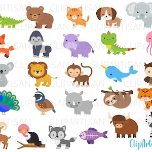 Animals A to Z Clipart, Animal Alphabet Clip Art, Cute Nursery Animals ...