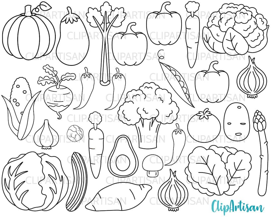 Vegetables Digital Stamps, Veggies, Healthy Food, Broccoli, Carrot ...