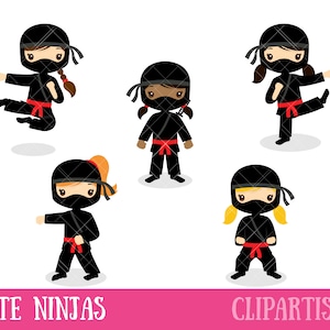 Ninja Clipart / Ninja Girls / Pink Ninja Party Printable - Etsy