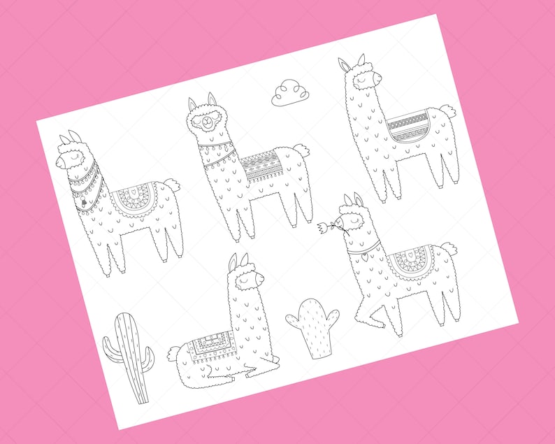 Llama Clipart, Alpaca Printable, Pretty Llamas and Alpacas | Digital ...