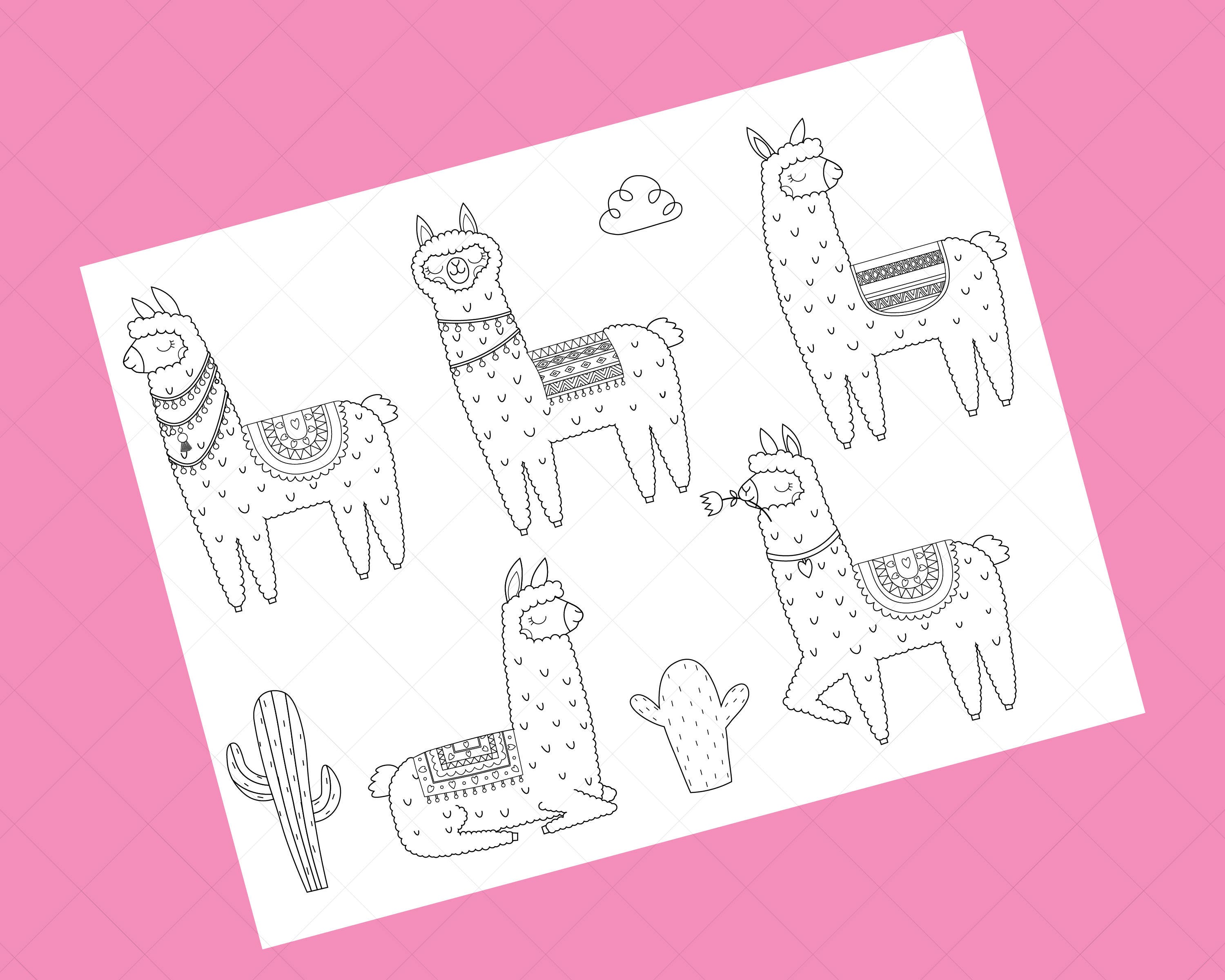 Llama Clipart Alpaca Printable Pretty Llamas and Alpacas | Etsy