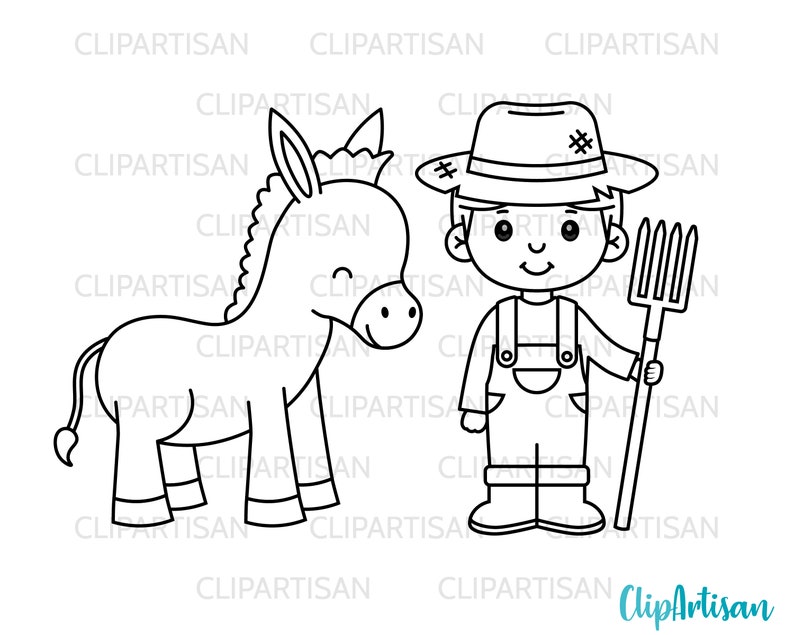 Farm Animals Clipart Digital Stamps INSTANT DOWNLOAD 0010 | Etsy