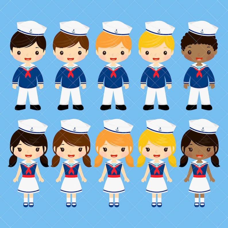 Nautical Kids Clipart / Sailor Boy Clip Art / Sailor Girl Clip | Etsy